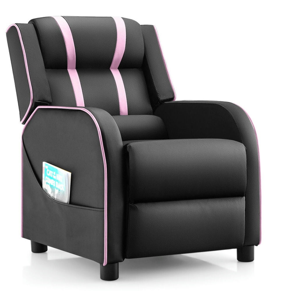 Yardi Yard Kids Recliner Chair with Side Pockets and Footrest-Pink ...