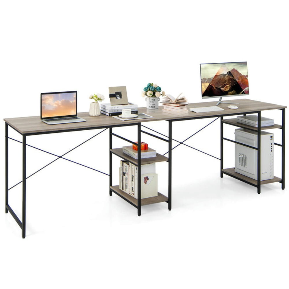 Yardi Yard L Shaped Computer Desk with 4 Storage Shelves and Cable ...