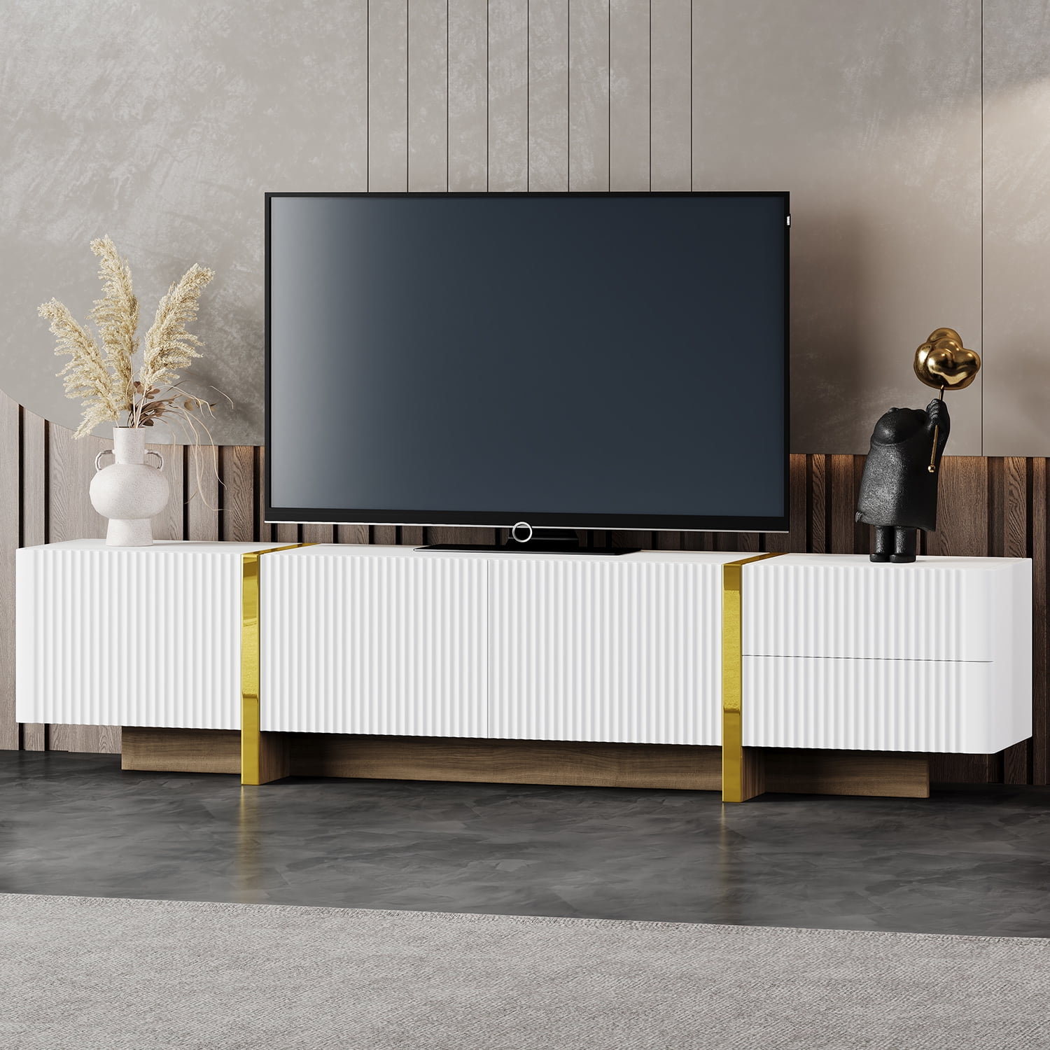 Yardi Yard Luxury Fluted TV Stand for TVs Up to 80'', Modern ...