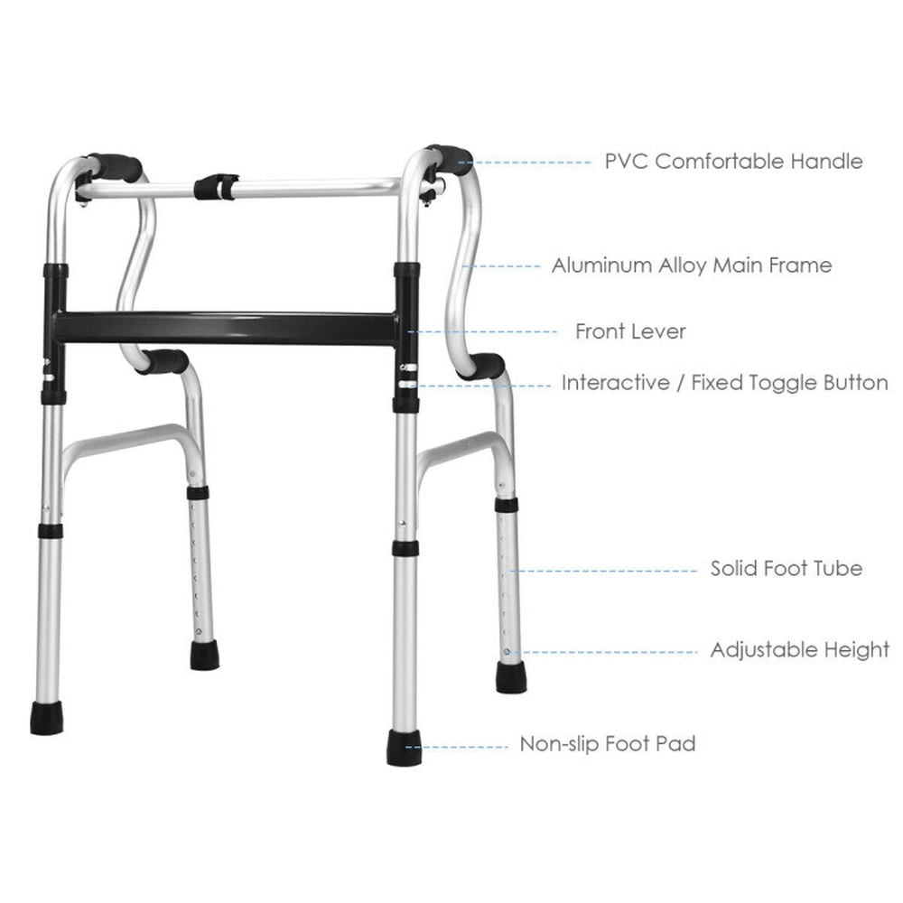 Yardi Yard One-Button Folding Aluminum Walking Frame Walker, Walkers ...