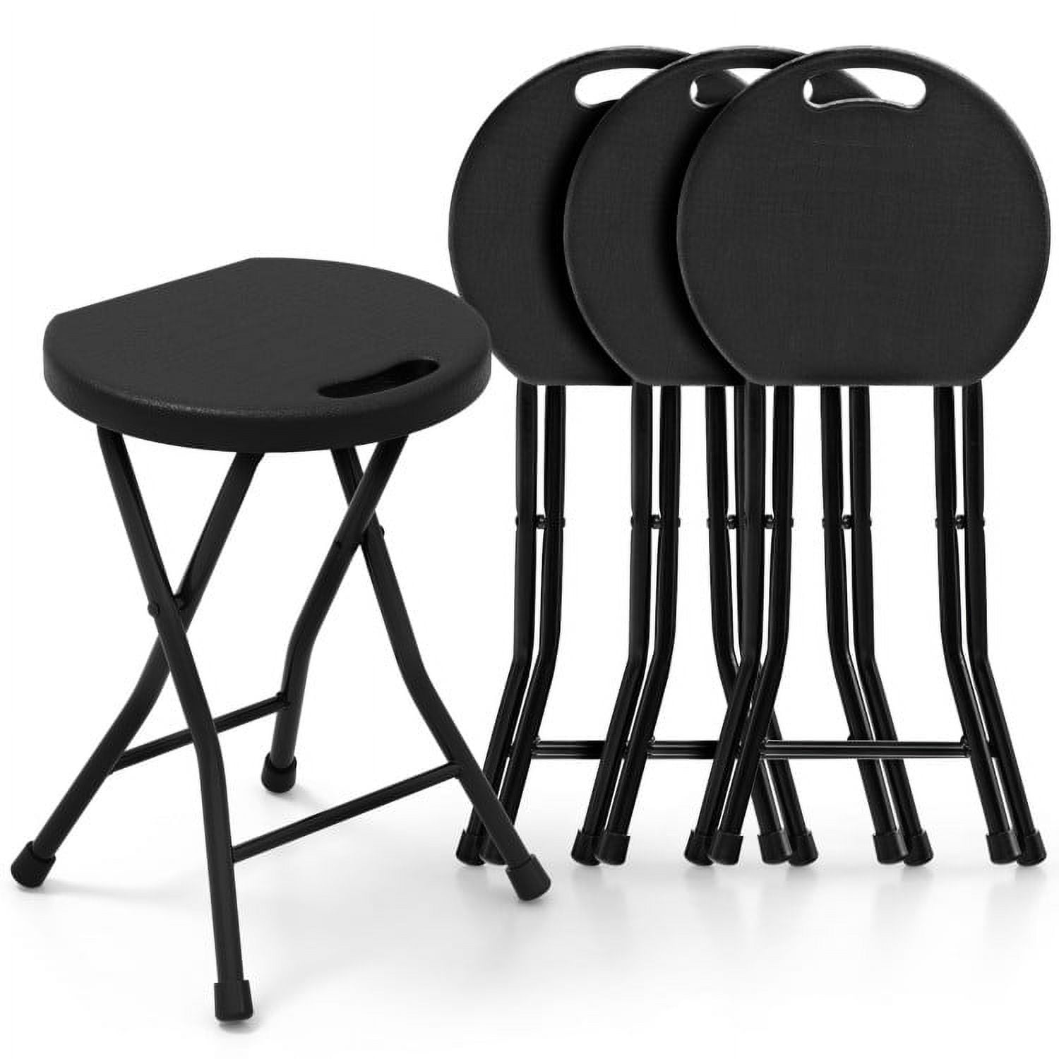 Yardi Yard Set of 4 18 Inch Collapsible Round Stools with Handle-Black ...