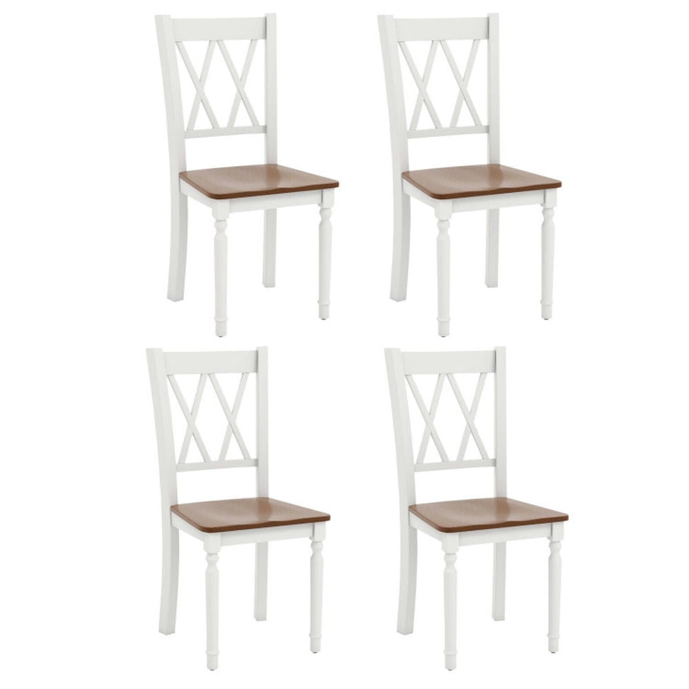 Yardi Yard Set of 4 Wooden Farmhouse Kitchen Chairs with Rubber Wood ...