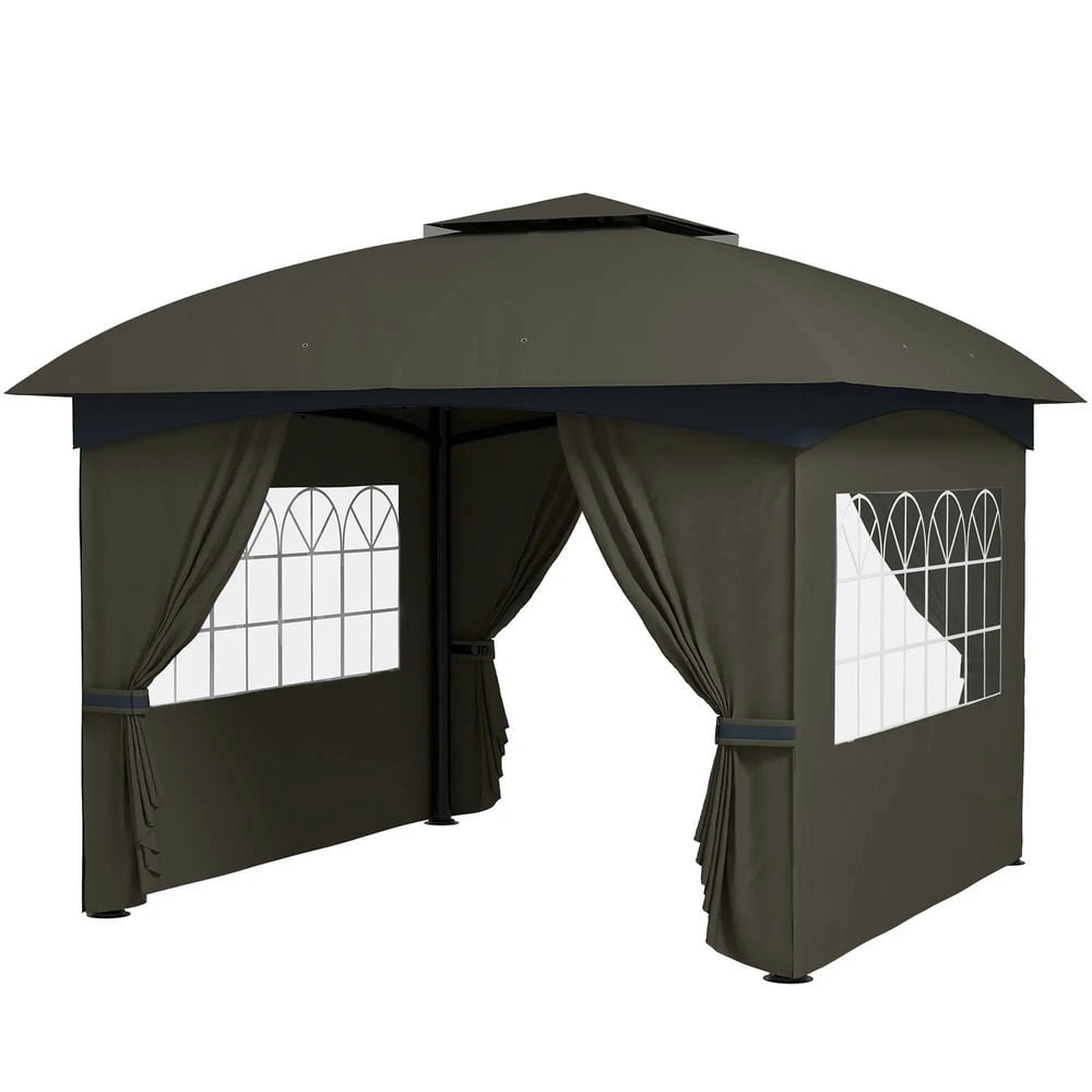 Yardi Yarda 11' x 11' Double Roof Patio Shade with Curtains, Church ...