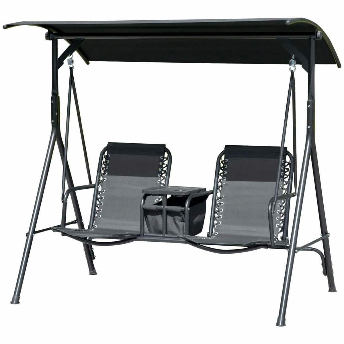 Yardi Yarda 2-Seat Outdoor Swing Set with Storage Table, Cup Holder ...