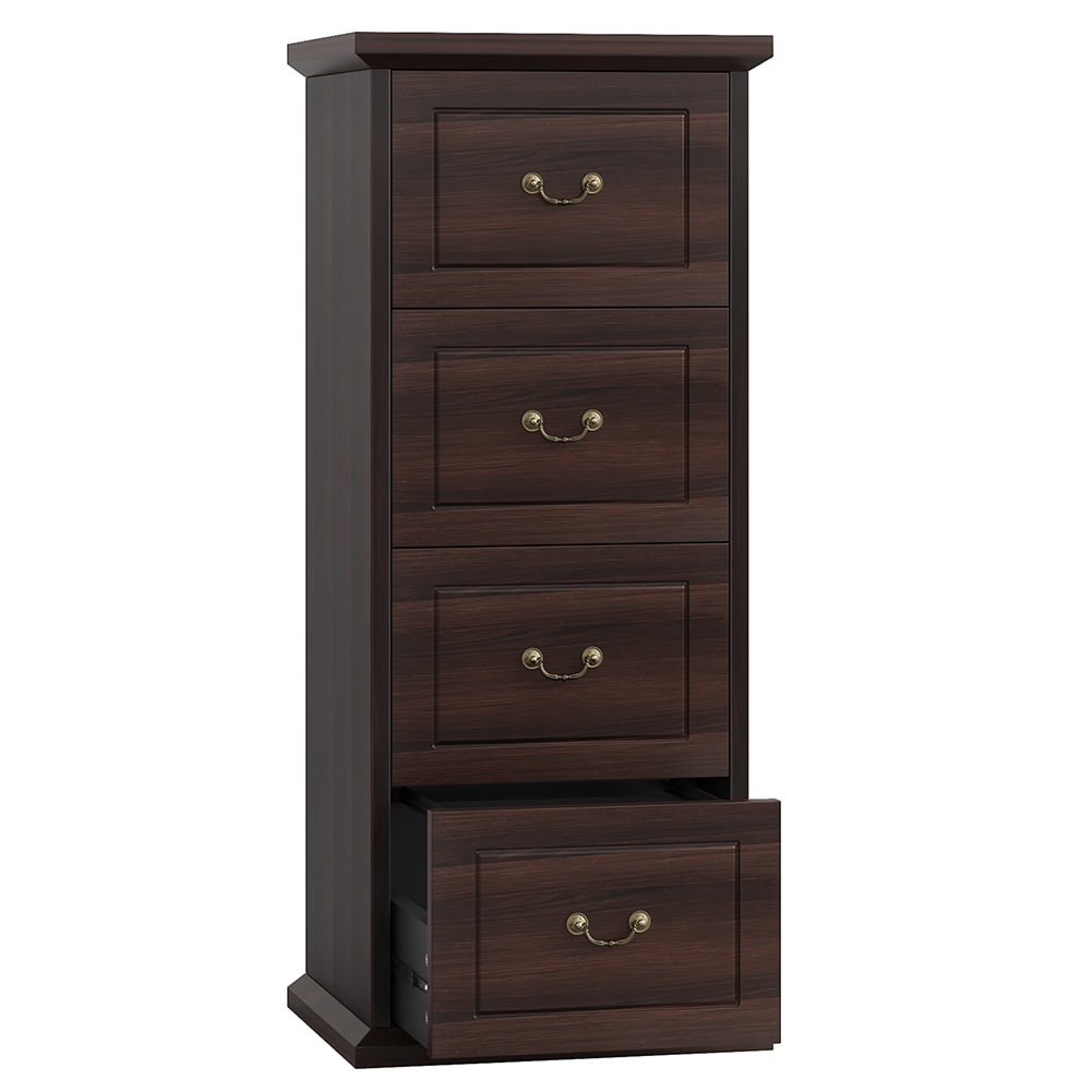 Yardi Yarda 4-Drawer File Cabinet, Vertical Wood Filing Cabinet, Brown ...