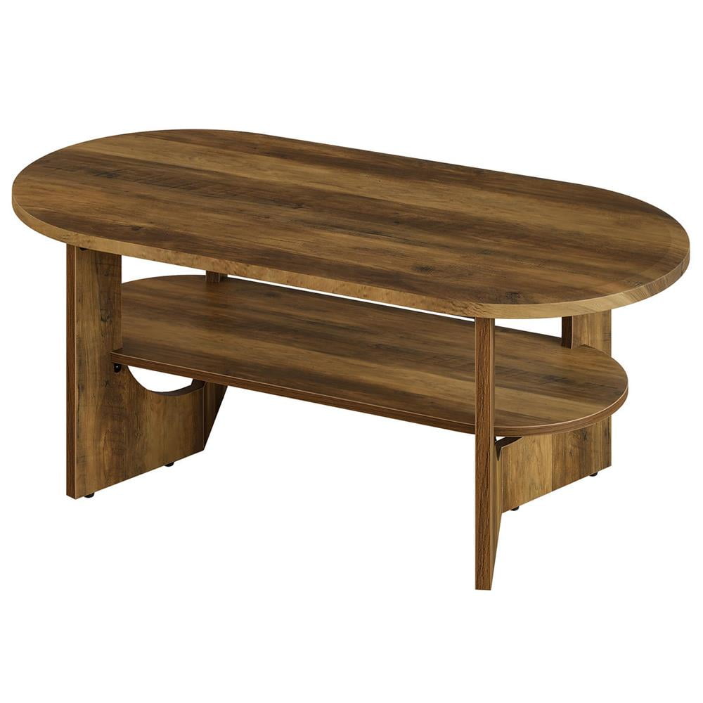 Yardi Yarda 47.2" Oval Coffee Table with Storage, 2-Tier Open Shelf for ...