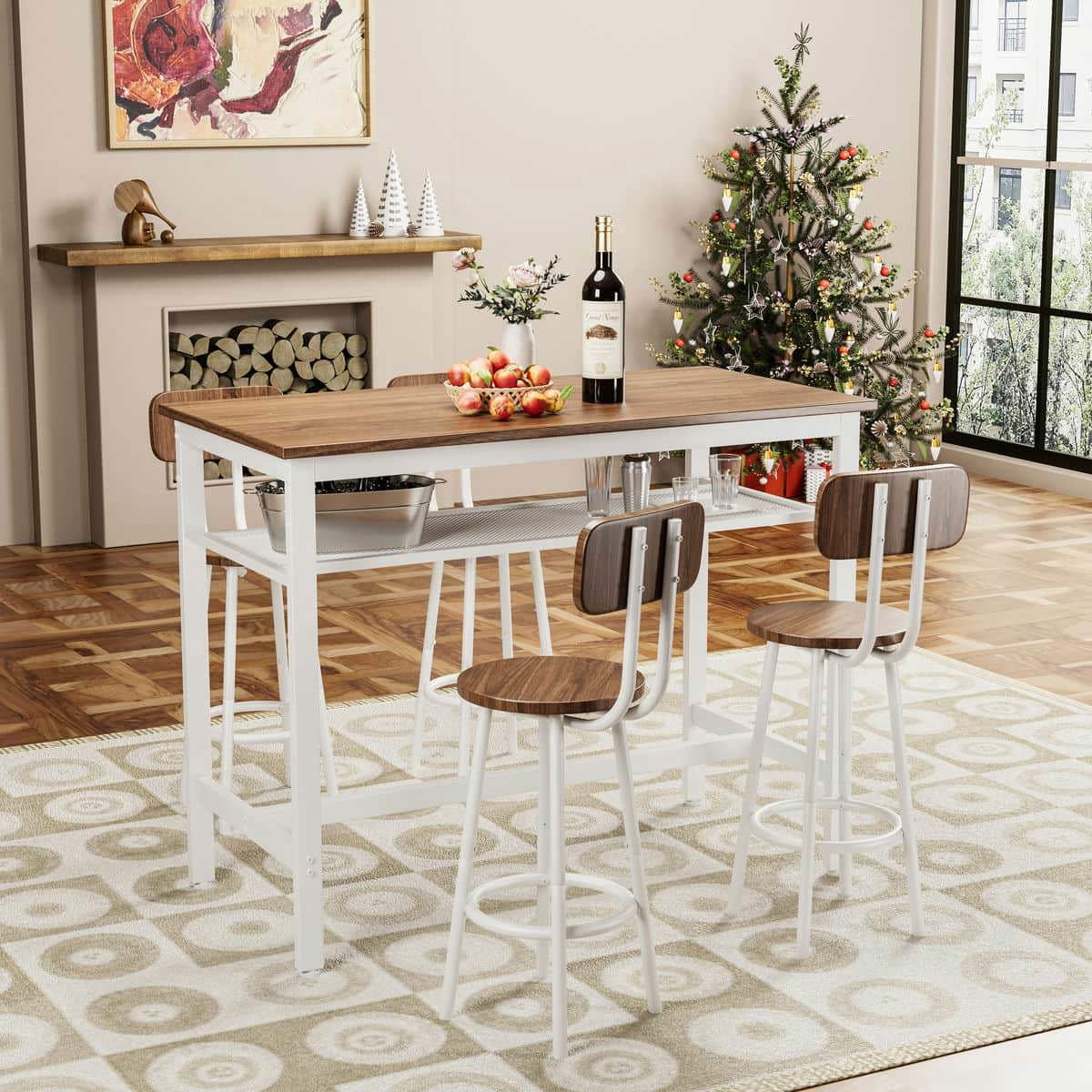 Yardi Yarda 5 Piece Bar Table Set, Kitchen Bar Table and Chairs Set of ...