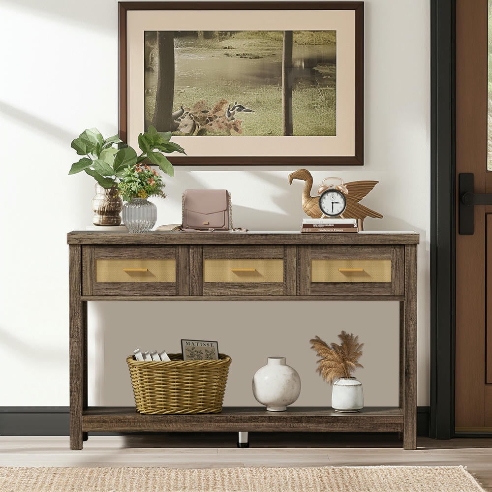 Yardi Yarda 51.2" Console Table, Industrial 2-Tier Narrow Sofa Table ...