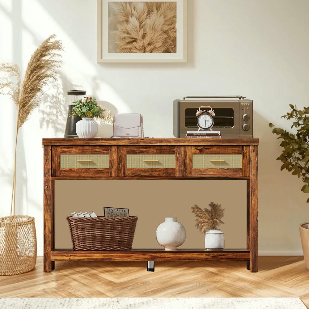 Yardi Yarda 51.2" Console Table, Industrial 2-Tier Narrow Sofa Table ...