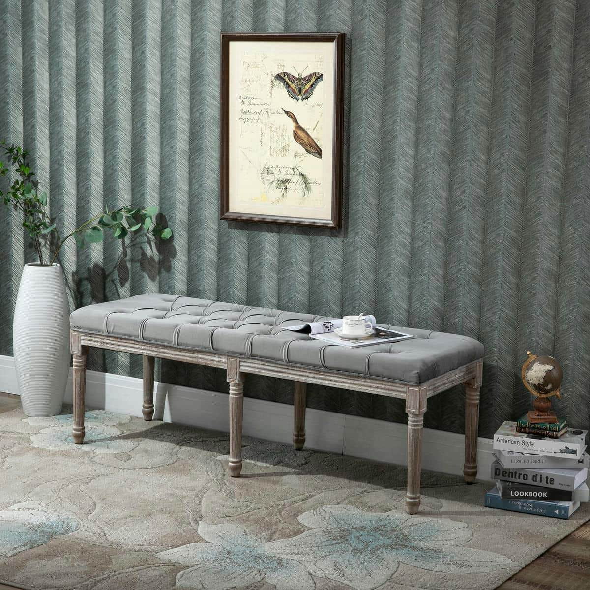 Yardi Yarda 56" Upholstered Entryway Bench with Button Tufted, Bedroom ...