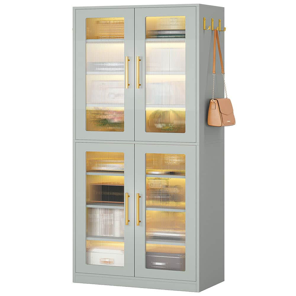 Yardi Yarda 67-inch Bookcase, 8-Tier Bookshelf with Acrylic Doors and ...