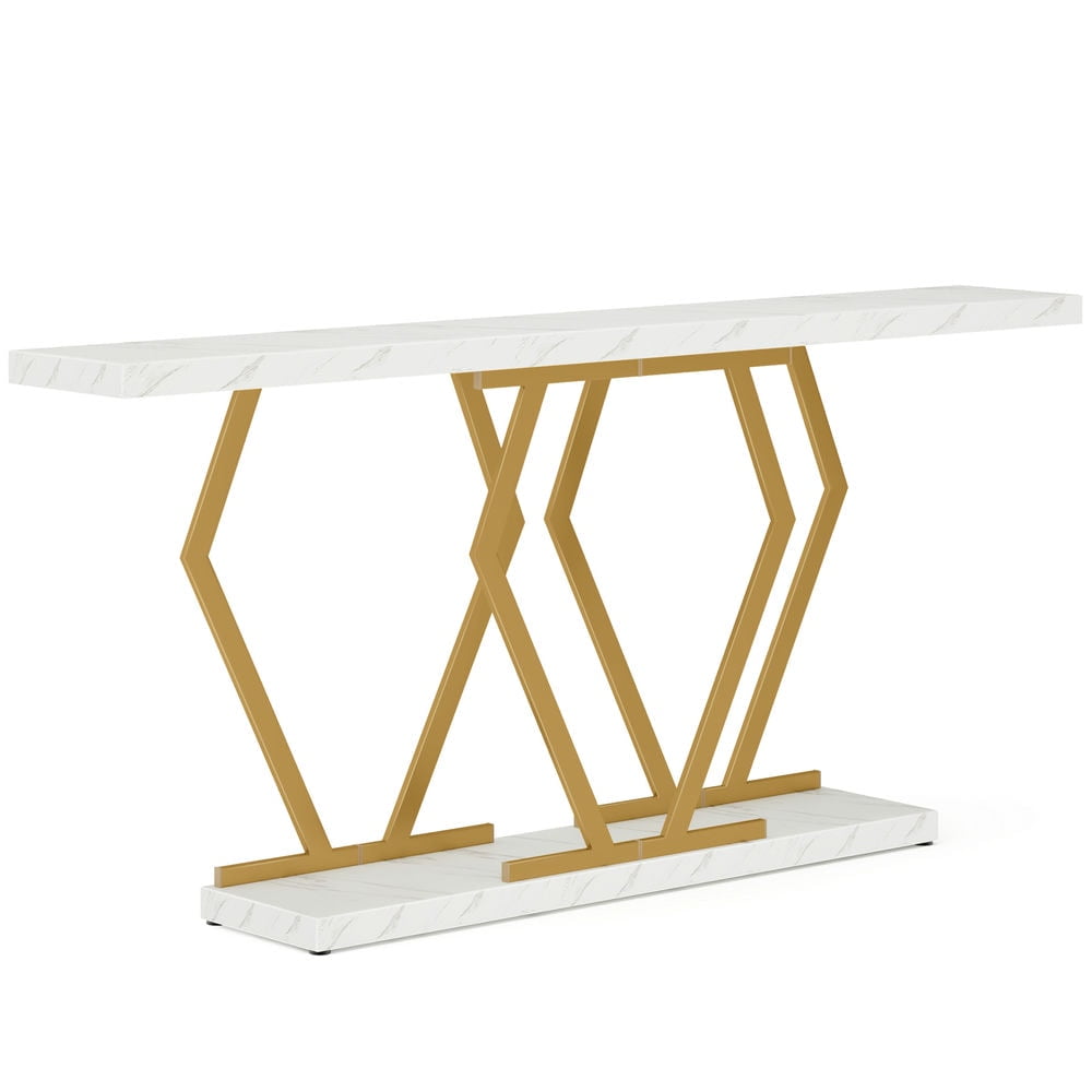 Yardi Yarda 70.9" Console Table, Modern Sofa Table with Faux Marble ...