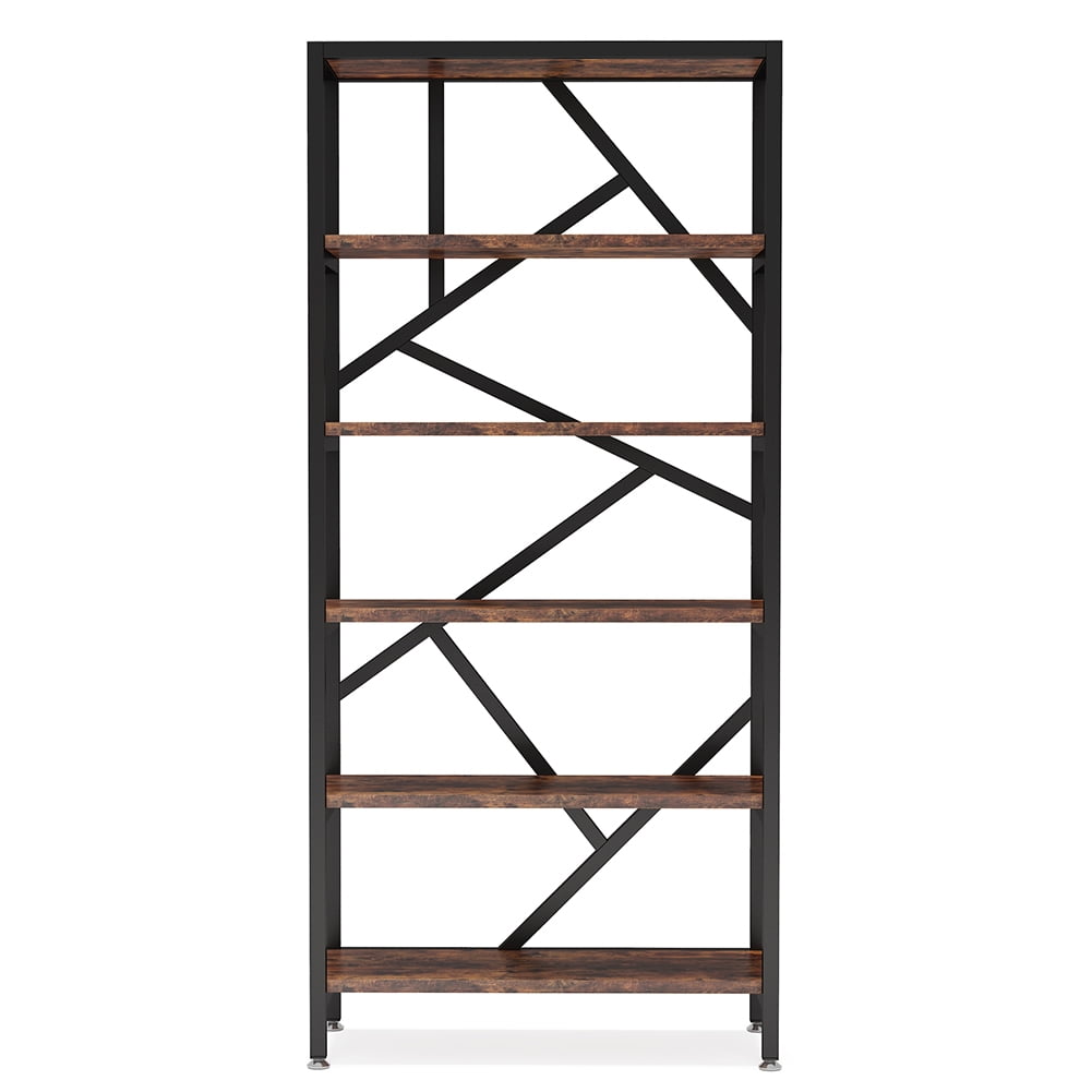 Yardi Yarda 71" Bookshelf, Industrial Etagere Bookcase 6 Shelf Display ...