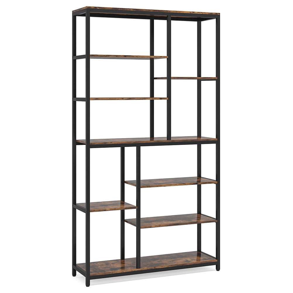 Yardi Yarda 79" Tall Bookshelf, 8-Tier Staggered Etagere Bookcase ...