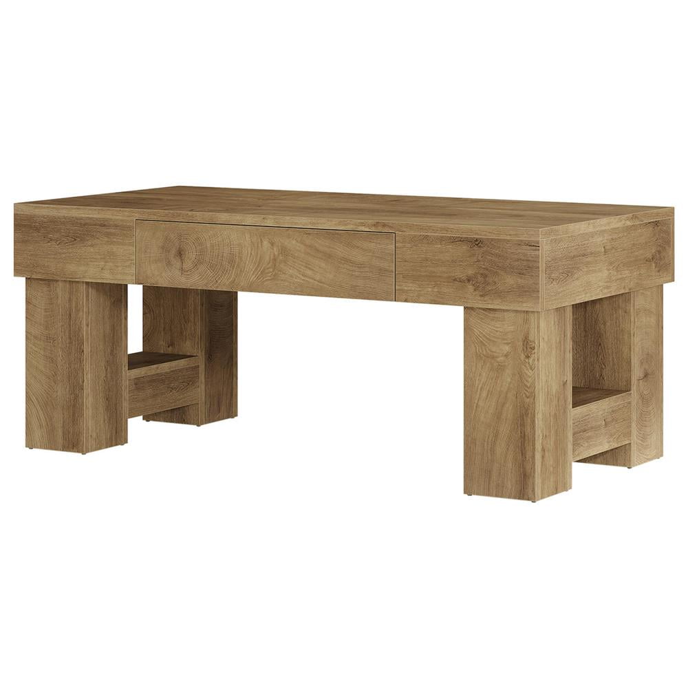 Yardi Yarda Coffee Table with Storage Drawer, 47" Farmhouse Wooden ...