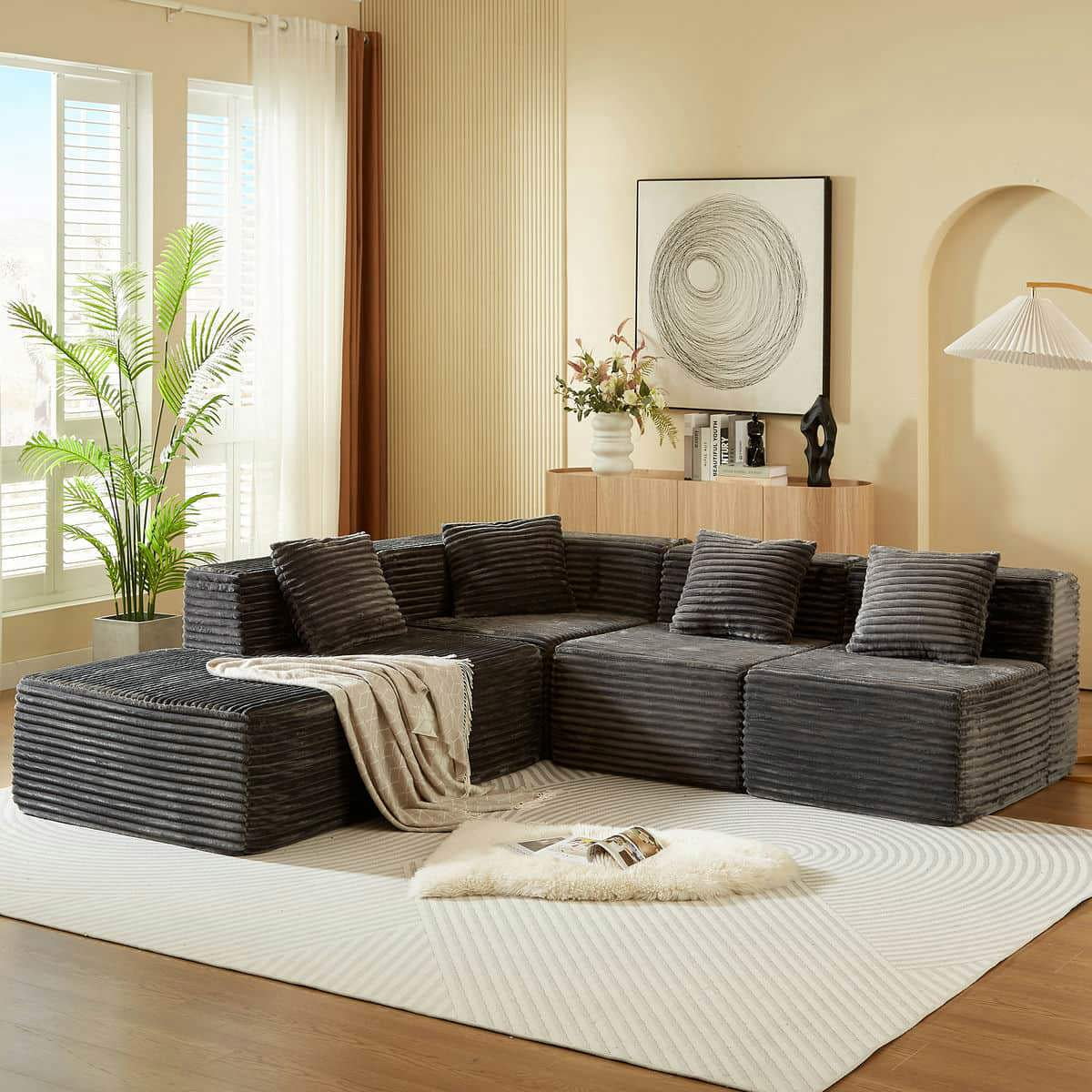 Yardi Yarda Modular Sectional Couches with Deep Seat, L-Shape Cloud ...