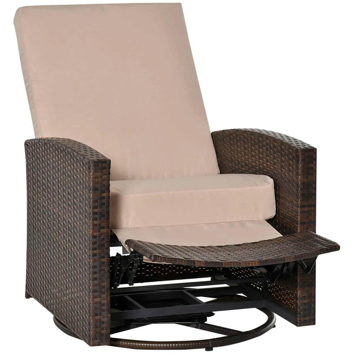 Yardi Yarda Outdoor Wicker Swivel Recliner Chair with Reclining ...