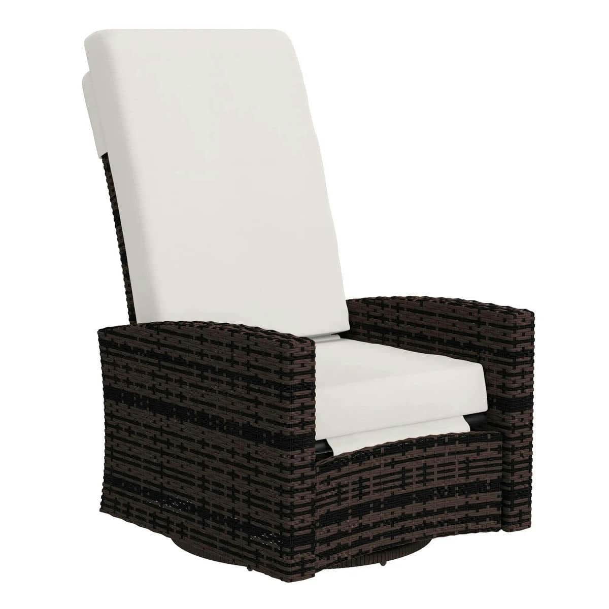 Yardi Yarda Outdoor Wicker Swivel Recliner Chair with Lifting Footrest ...