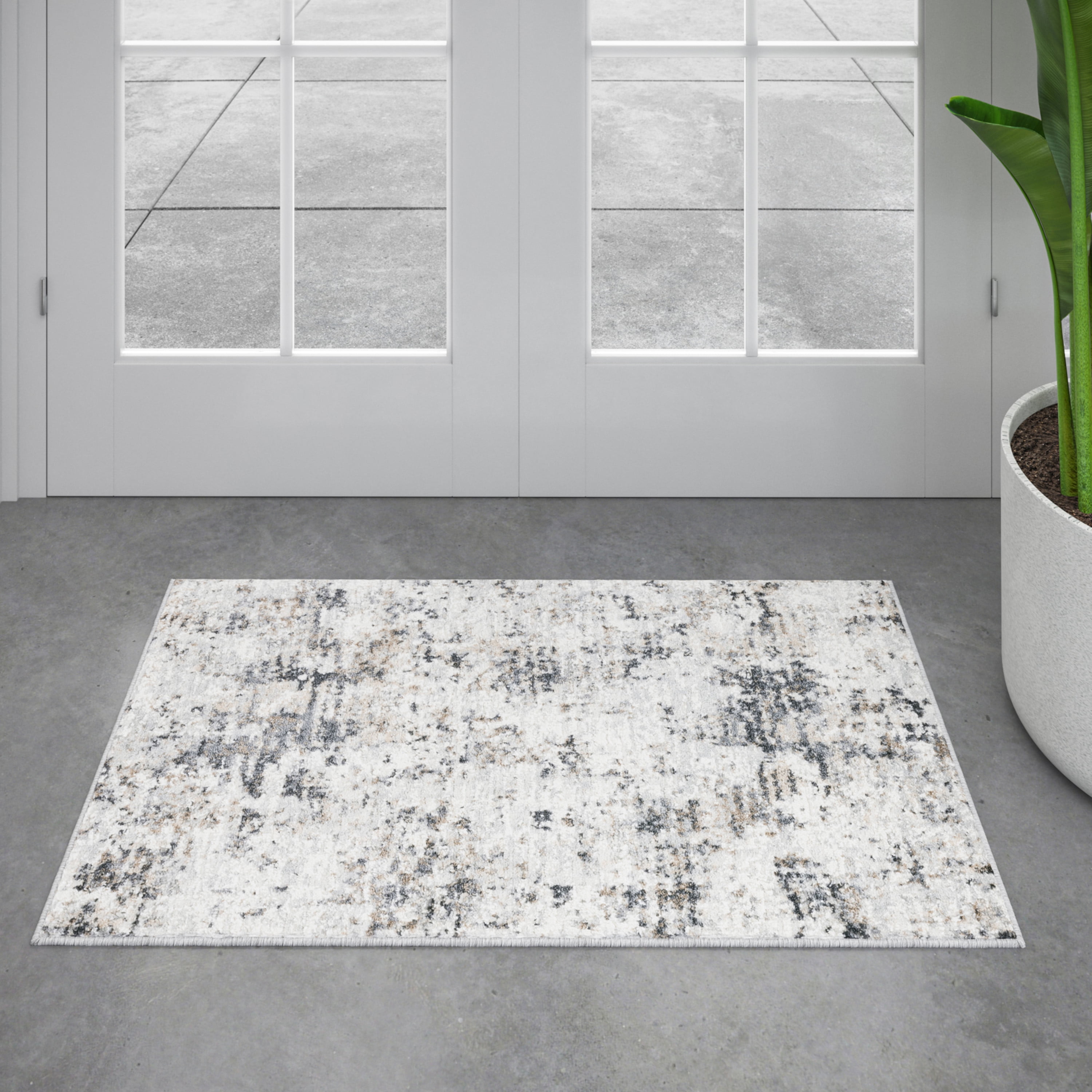 Bliss Rugs 2x3 Contemporary Abstract Gray Beige Shag Area Rug, Indoor ...