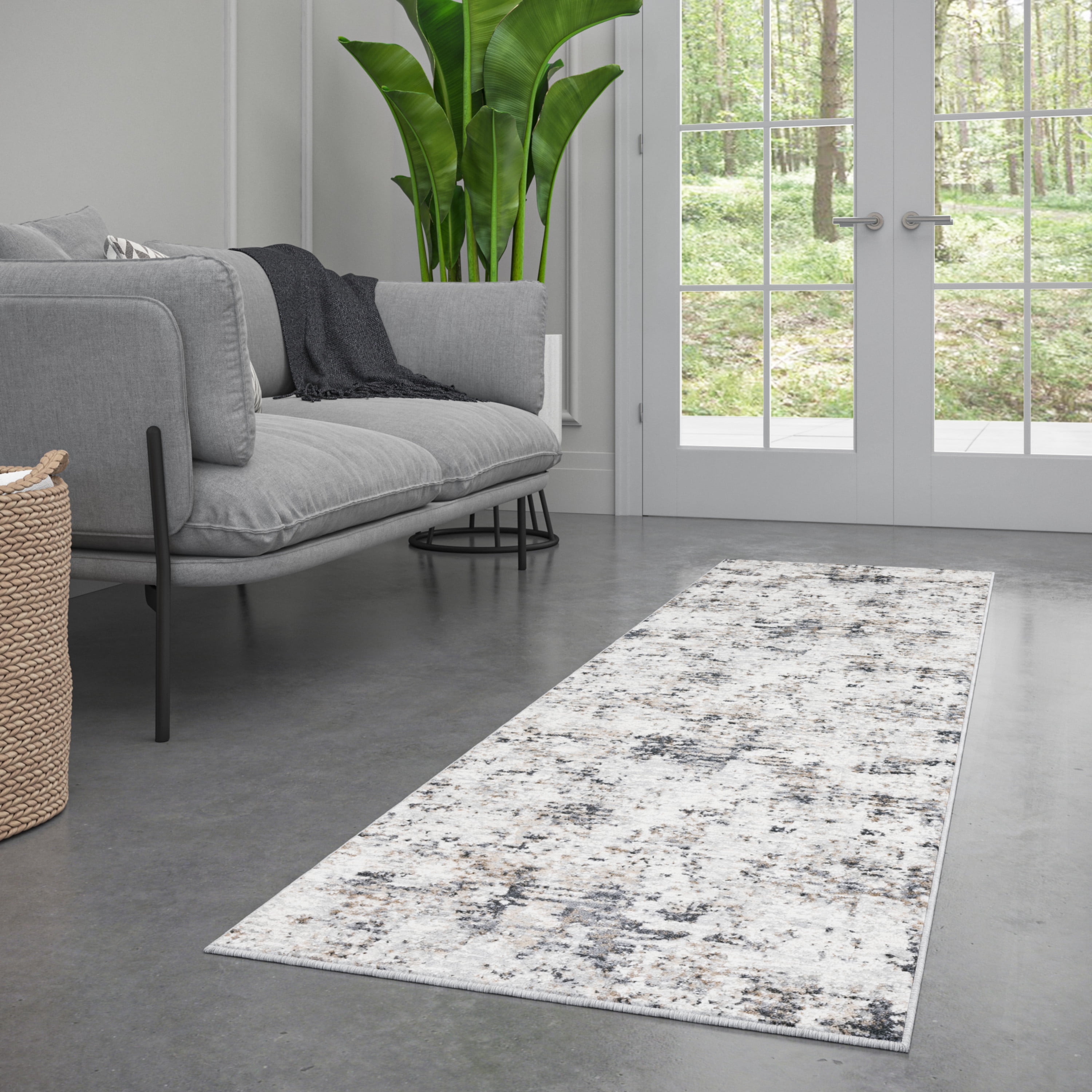 Yardley Distressed Contemporary Abstract Gray, Beige Indoor Area Rug, 2 ...