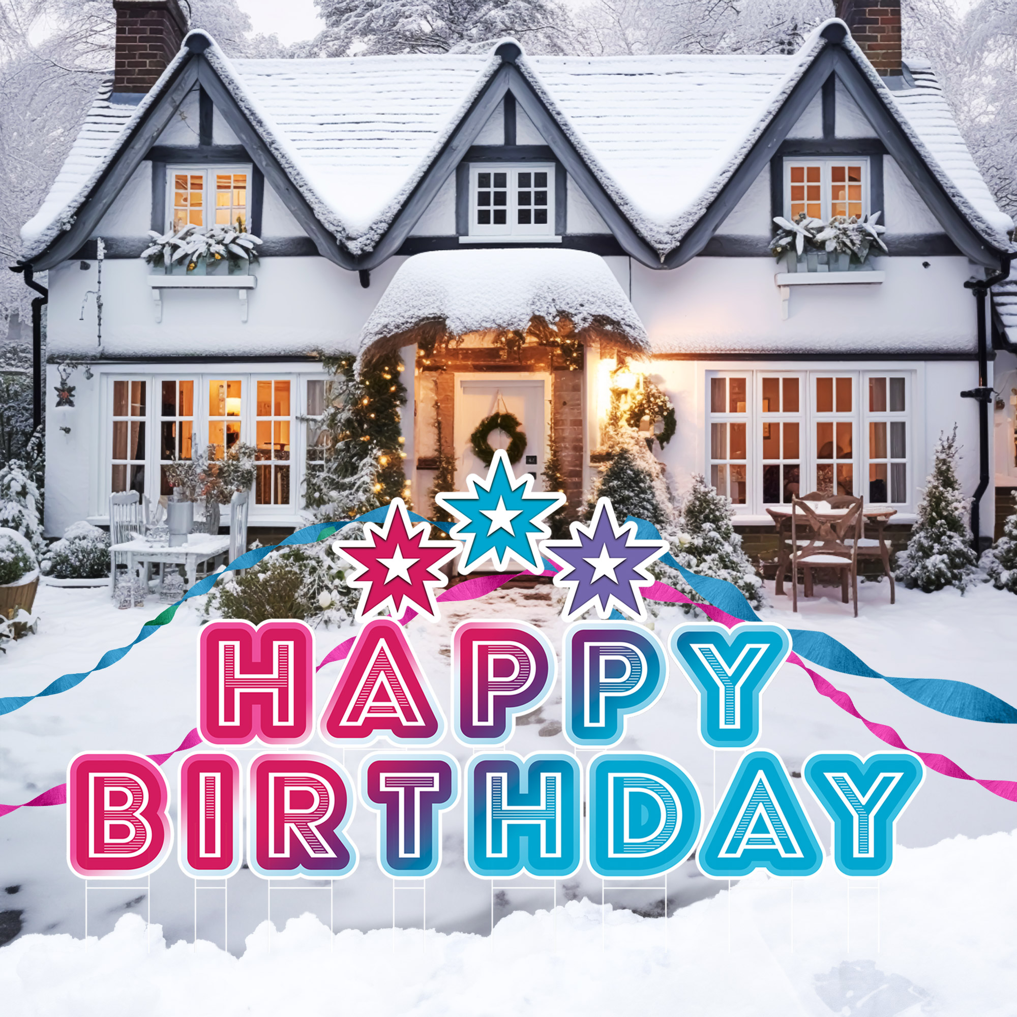 Way to Celebrate Party Plastic "Happy Birthday" Letter Yard Sign, Multi ...