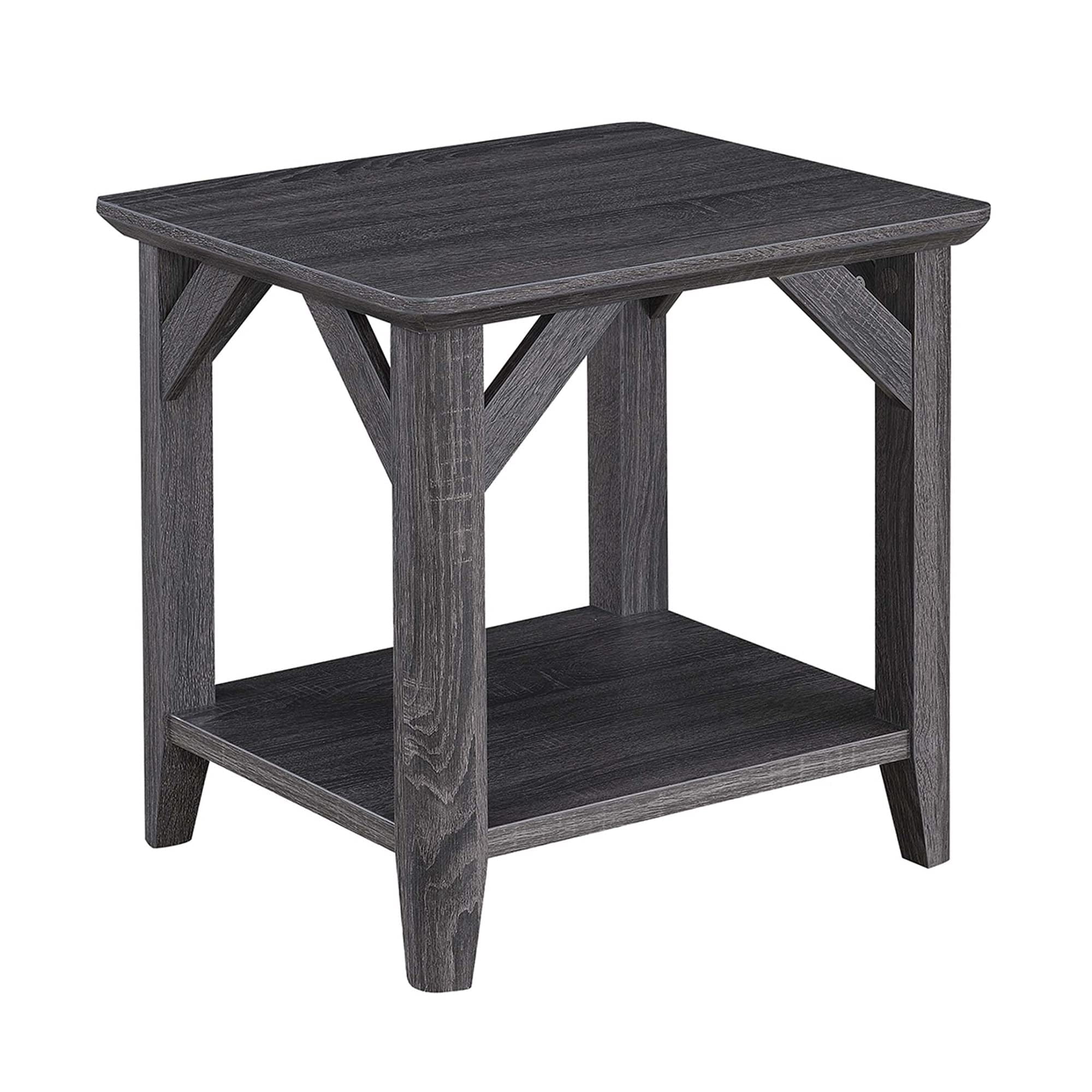 Yardlio Winston End Table with Shelf - Rustic Design, Wooden Finish ...