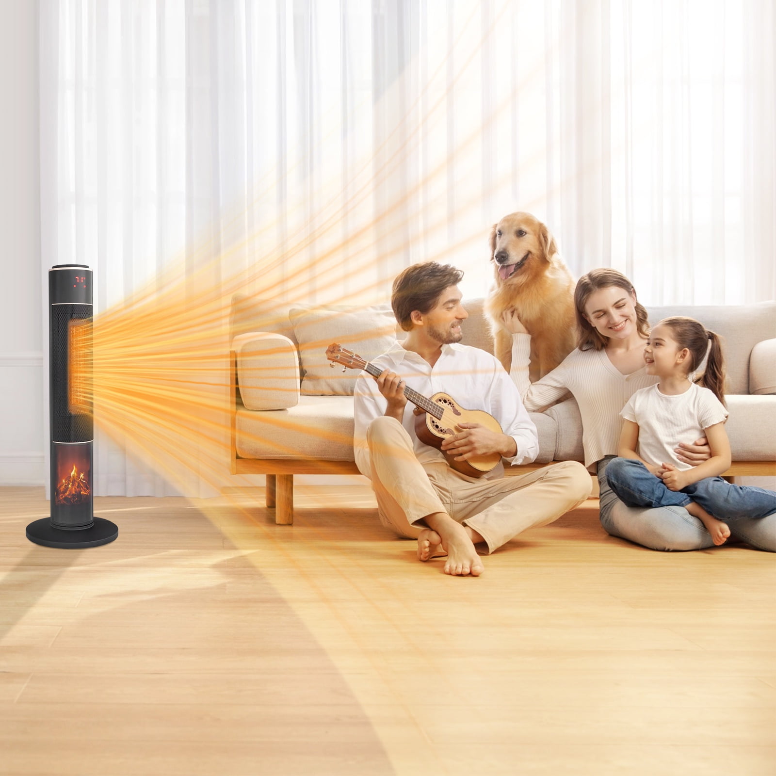 Yardmaster 33" Tower Space Heater, 1500W Space Heater with Romote, Timer, Thermostat, 60 ...