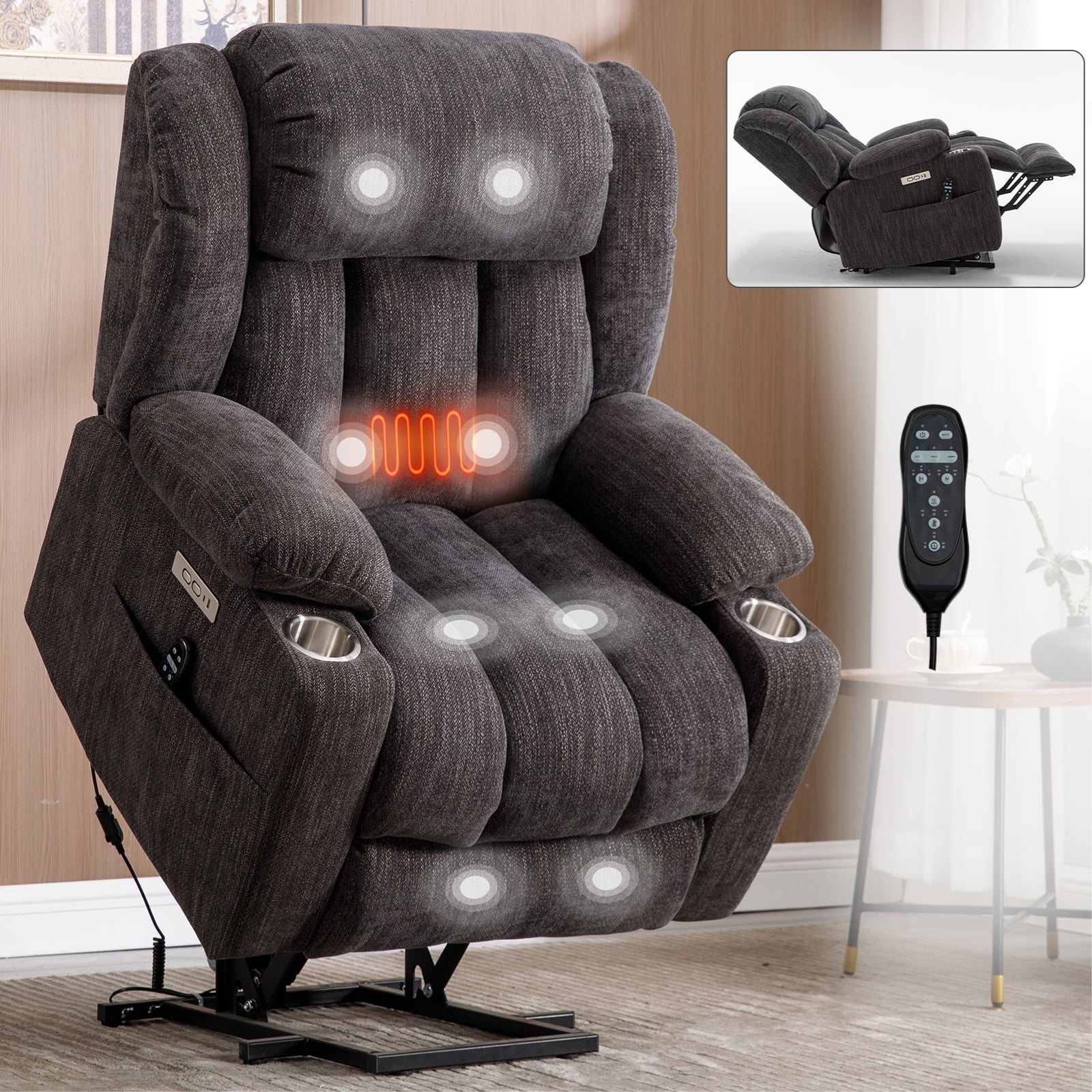 Yardmaster 350 LBS Power Lift Recliner Chair with Massage and Heat ...