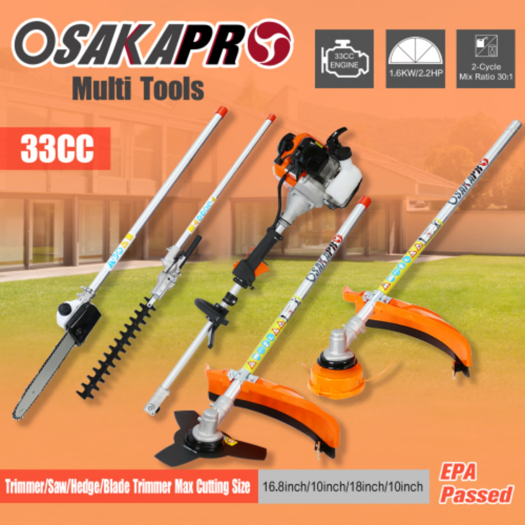 Yardmaster 4 in 1 Multi-Functional Trimming Tool, 33CC 2-Cycle Garden ...