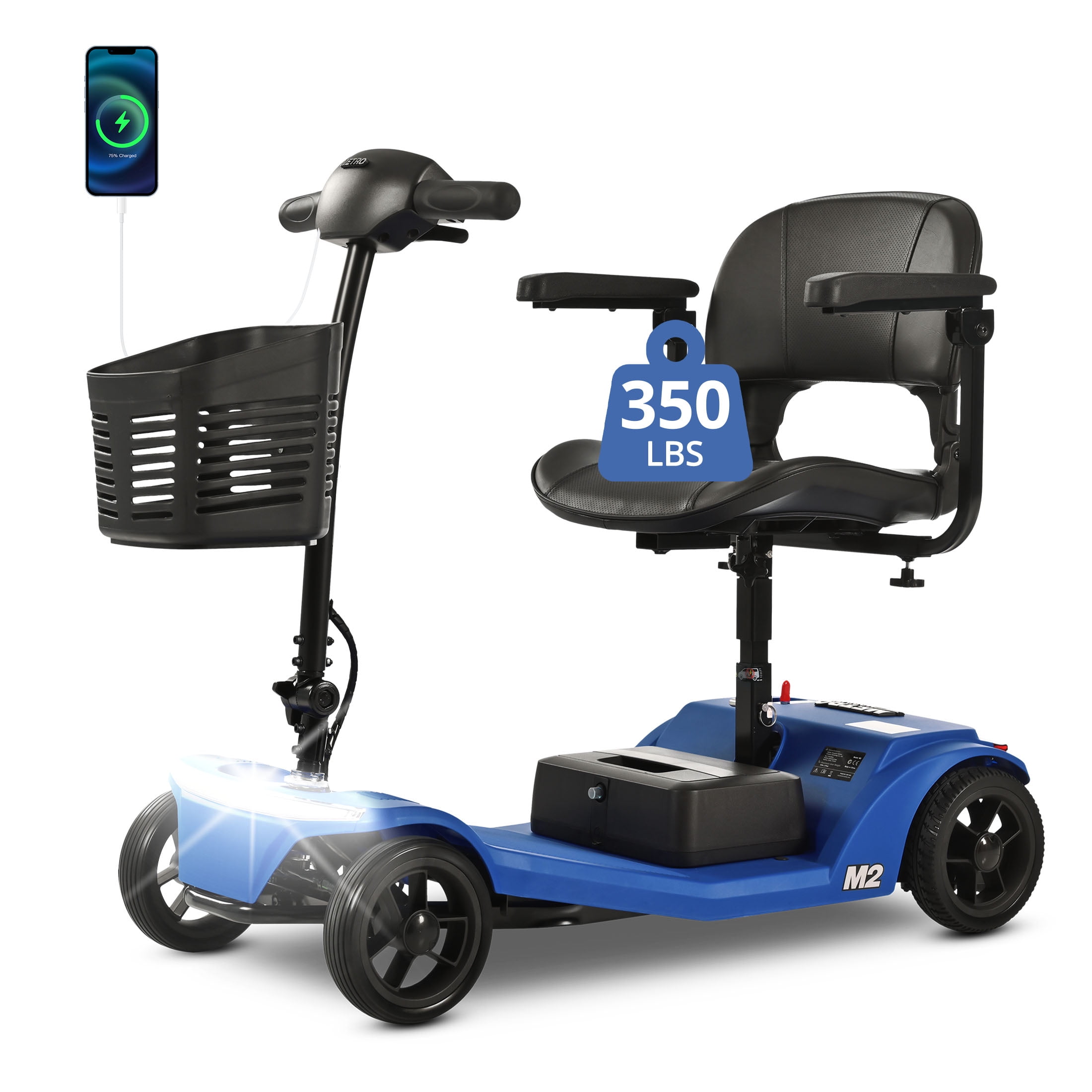 Yardmaster 4-Wheel Foldable Mobility Scooter, Portable Electric Scooter ...