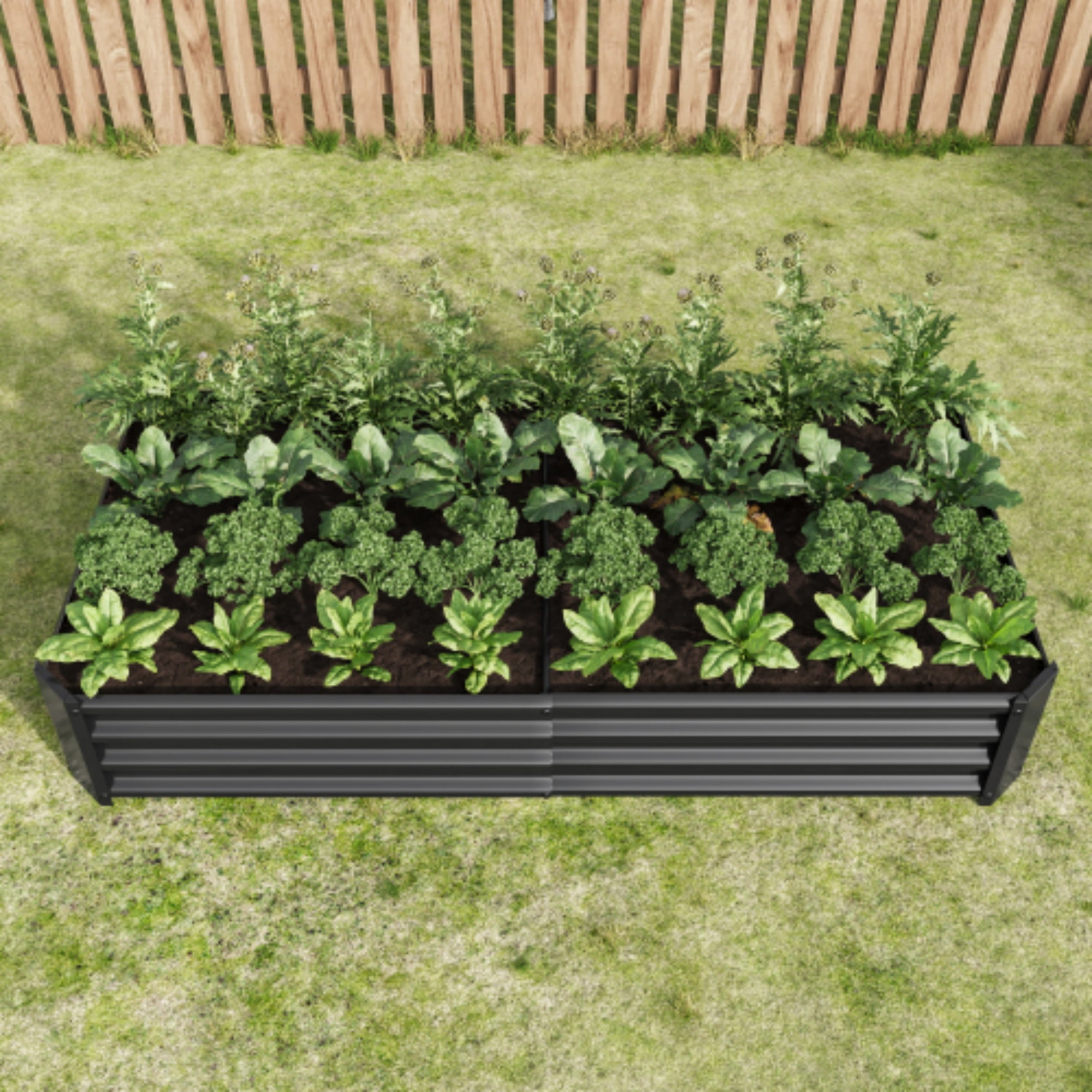 Yardmaster Metal Raised Garden Bed, 6×3×1ft Raised Garden Beds Outdoor ...