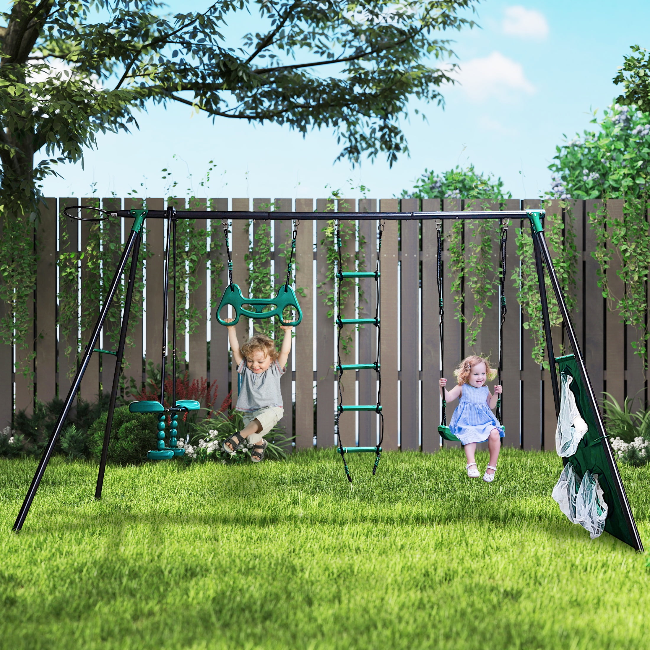 Yardmaster Swing Sets for Backyard Outdoor Steel Swing Set with Swing ...