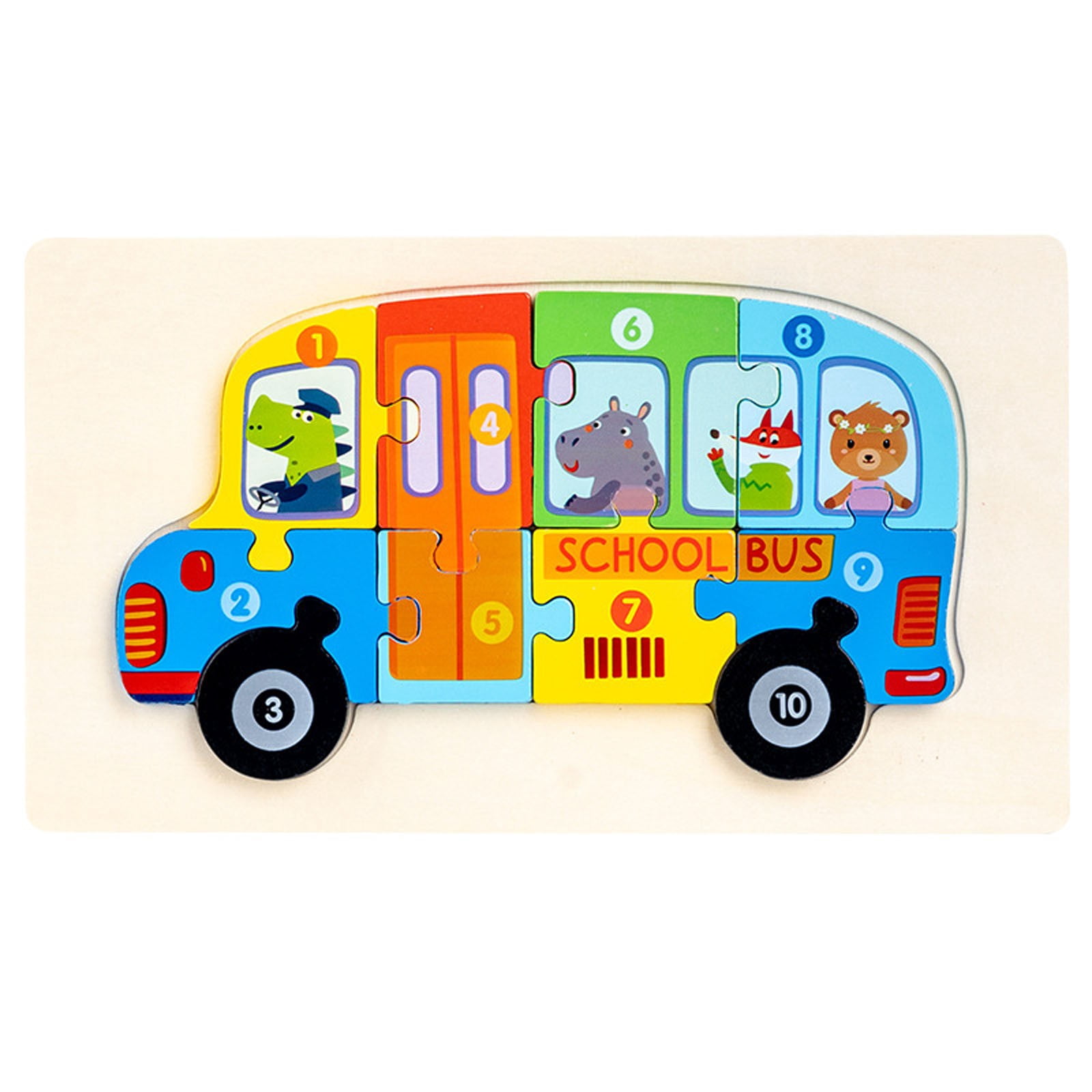 Yardvibe Wooden 3D Jigsaw Puzzle, 5.11" x 8.85" Car-shaped Number Block ...