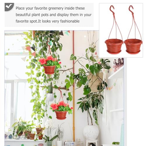 Yardwe 10 Sets of Plastic Hanging Flower Pots for Indoor and Outdoor ...