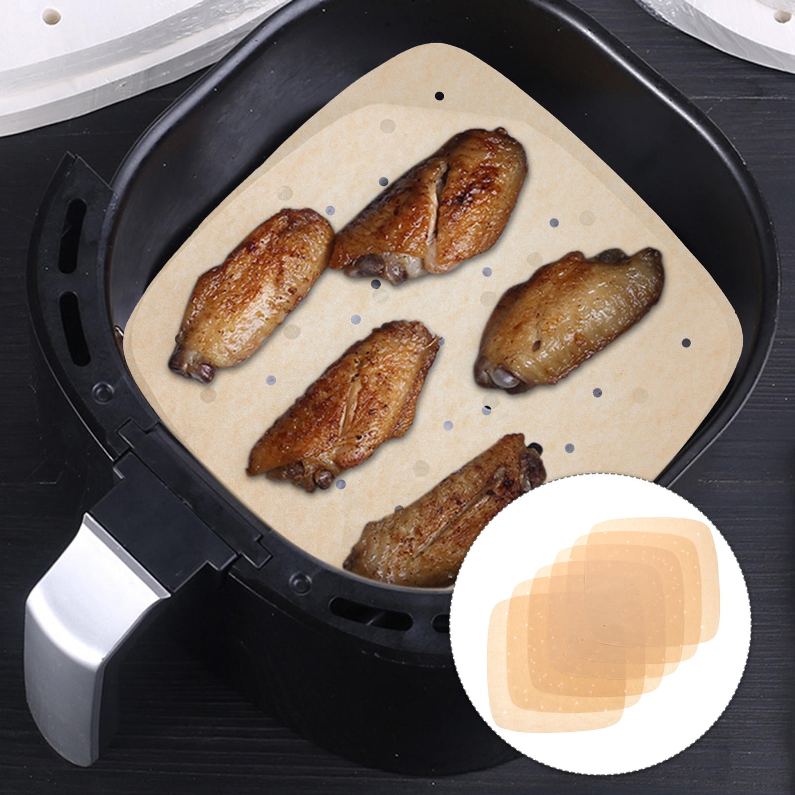Yardwe 100Pack Airfryer Parchment Liners Khaki Square Paper for Baking ...