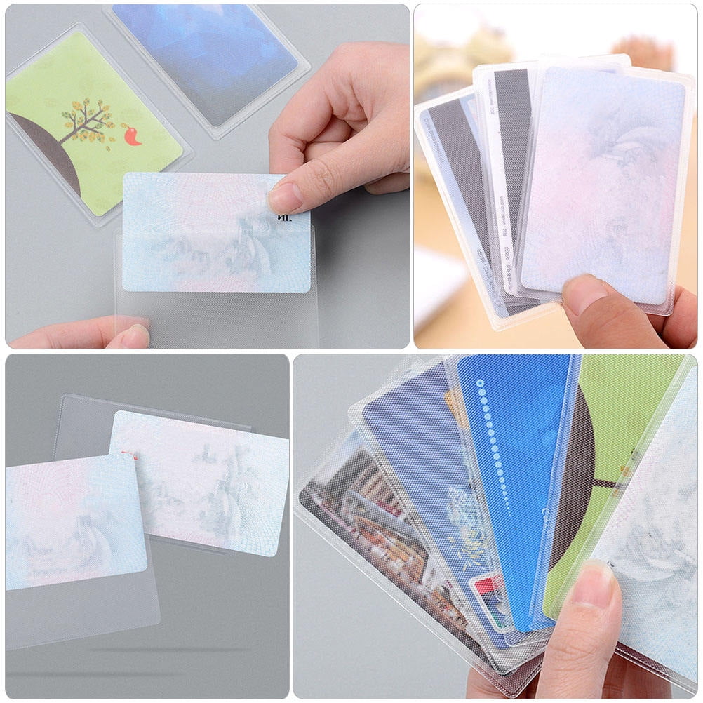 Yardwe 100Pcs Bank Card Holder Sleeves Slim White PVC for ID Cards 3 ...