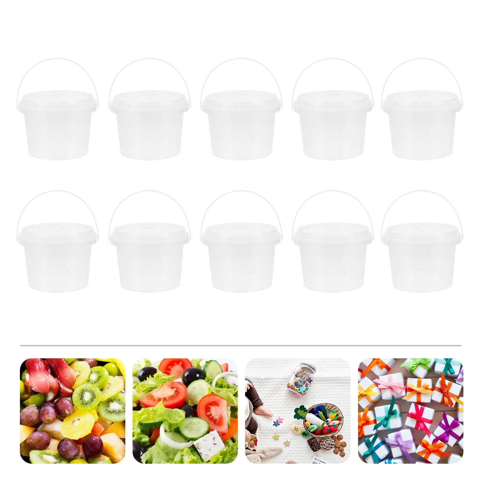 Yardwe 10Pcs Mini Buckets for Food and Dessert Clear Small Plastic ...