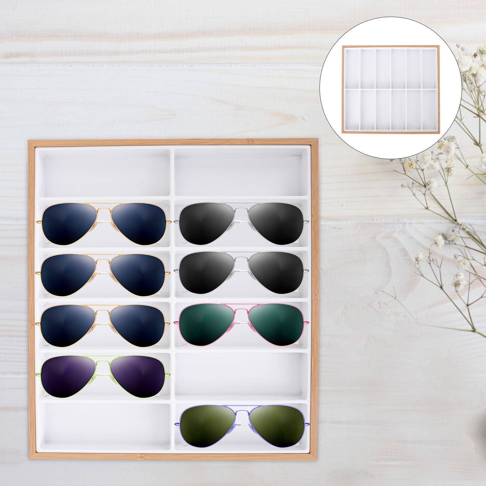 Yardwe 1Pack Individuals White Wood Glasses Retail Display Case For ...