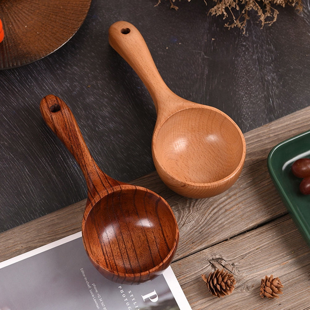 Yardwe Wooden Water Ladle Brown Ergonomic Handle 1Pcs 8.84X3.34X1.77in ...