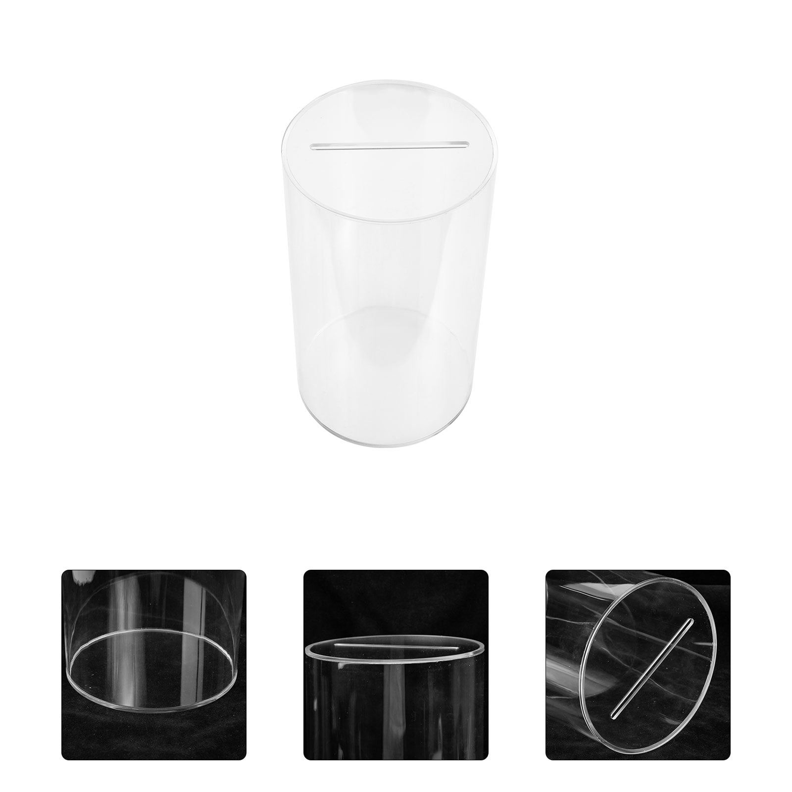 Yardwe Transparent Coin Bank Cylinder Shape Desktop Saving Pot for ...
