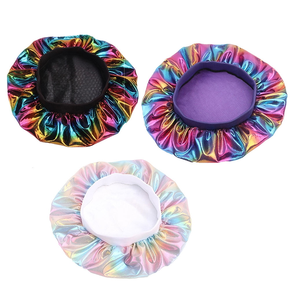Yardwe 3Pcs Night Sleeping Cap Purple Polyester And Satin For Women And ...