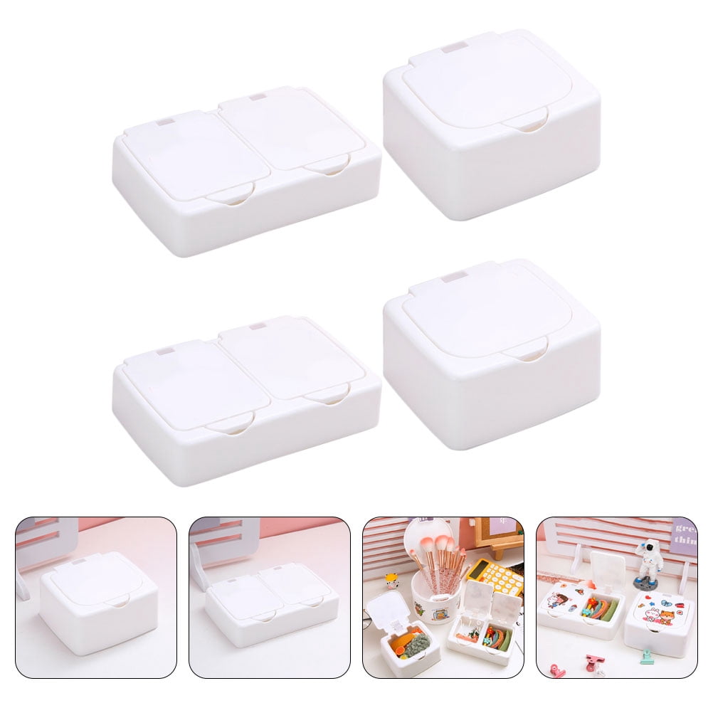 Yardwe 4Pcs White Plastic Storage Box for Office and Home Desk ...