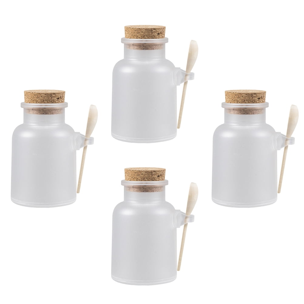 Yardwe Bath Salt Container Sets Frosted Transparent 4 Sets 11.8x2.6x2 ...