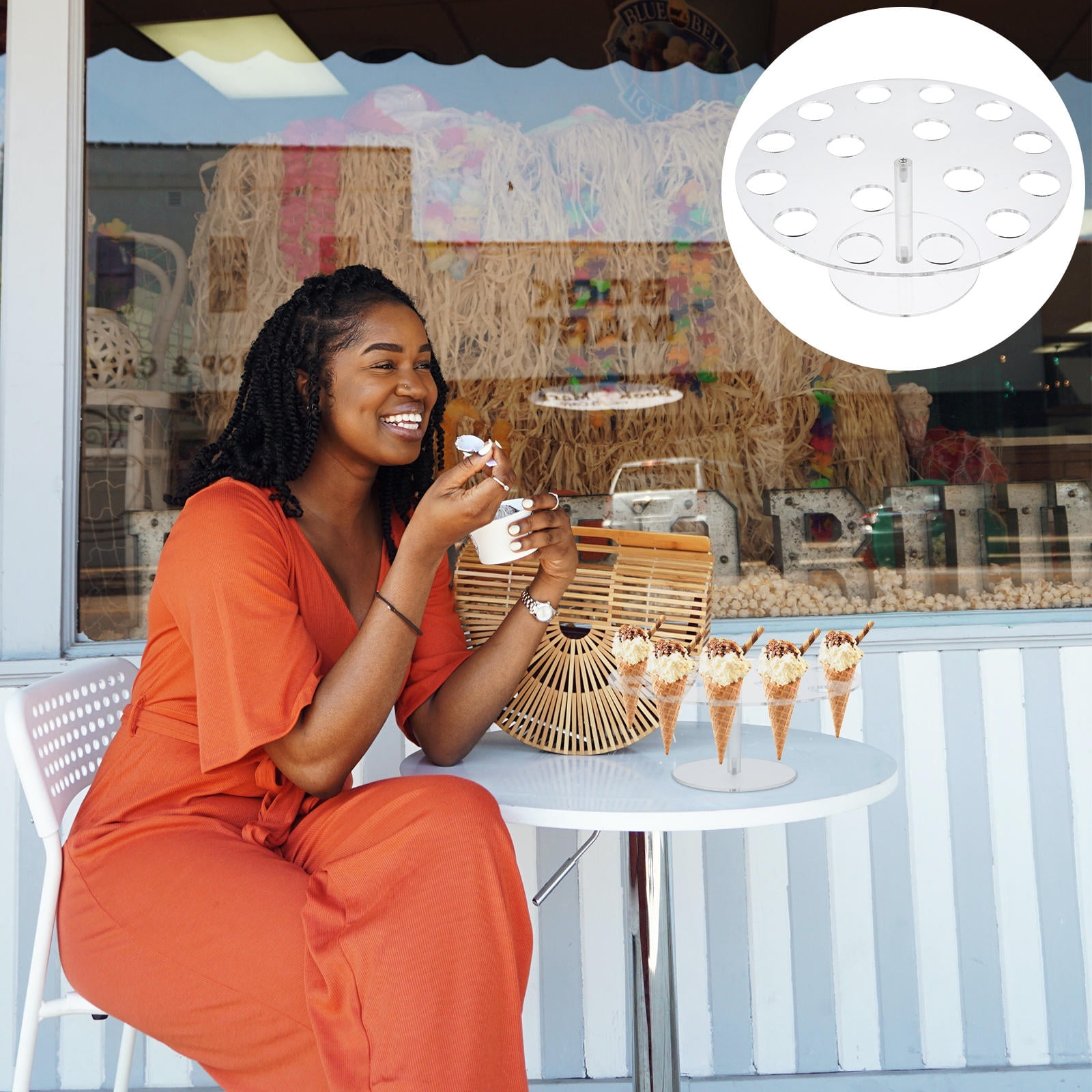 Yardwe 5Pack Transparent Acrylic Display Racks with 16 Holes for Ice Cream Candy Popcorn Sushi ...