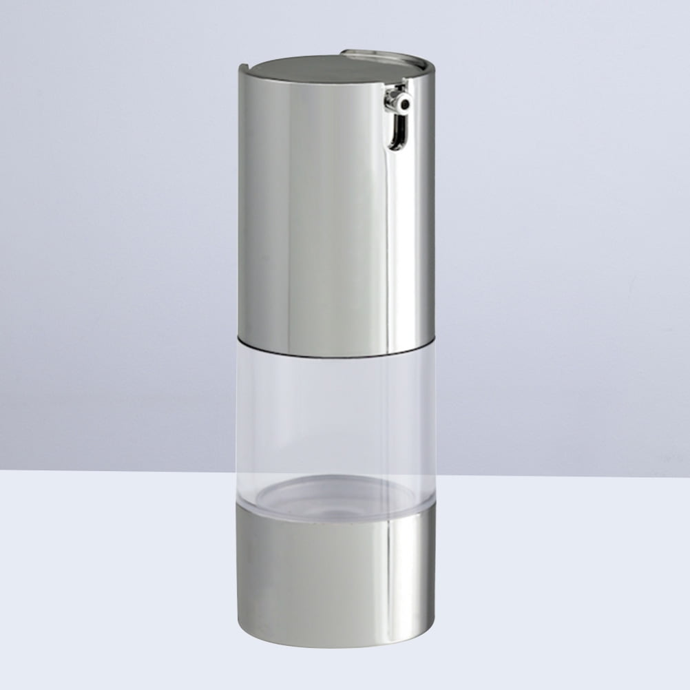 Yardwe Airless Pump Bottles Emulsion Dispenser Transparent Silver 1Pcs ...