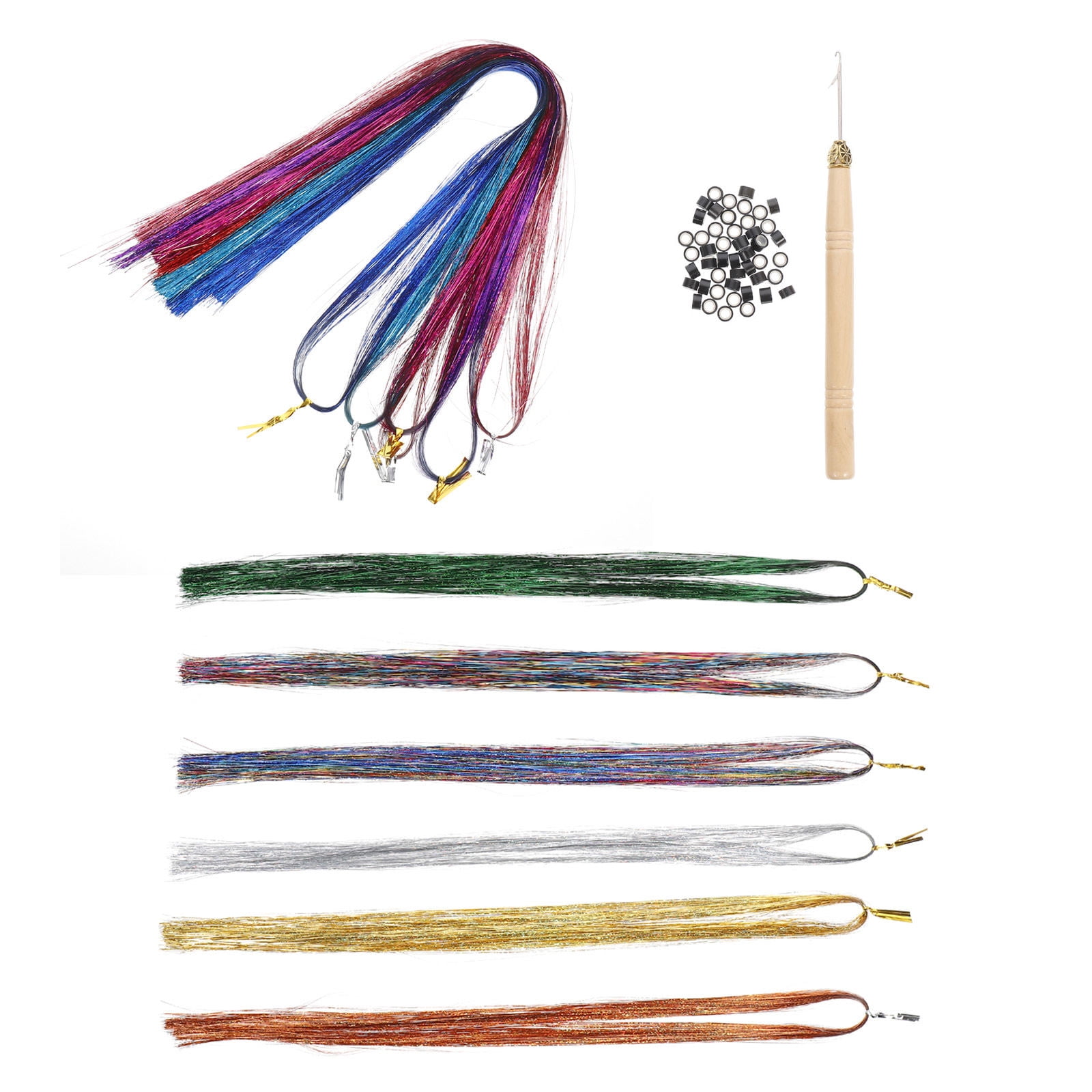 Yardwe Durable Assorted Color Hair Tinsel Strands for Braid Hair Decor ...