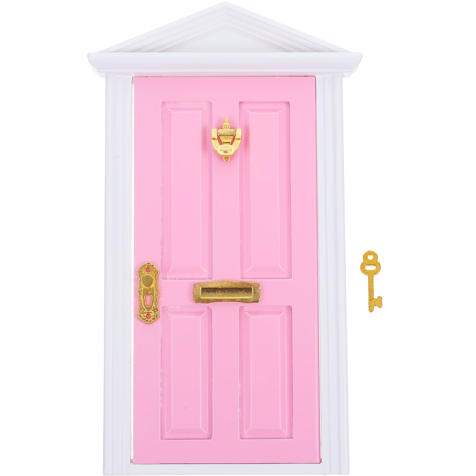 Raindrops DIY Wooden Door Model for Miniature House Decoration Pink ...