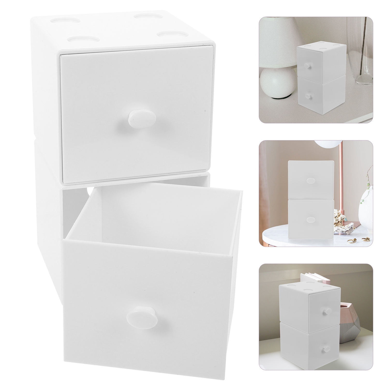 Yardwe Pcs White Organizer Box For Desk Stacked Jewelry Box Drawer ...