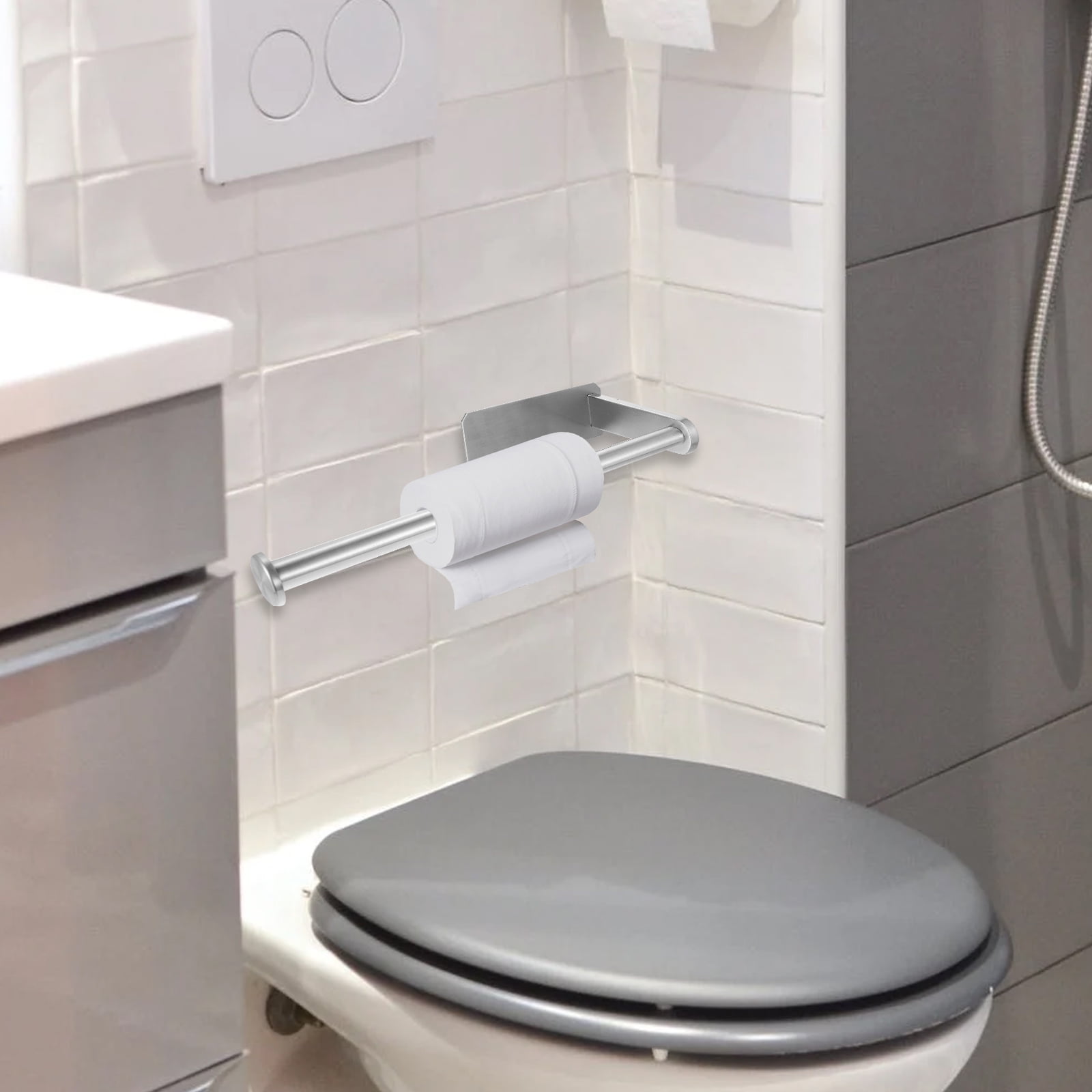 Yardwe Paper Towel Holder Wall Mounted Tissue Paper Rack Silver 1Pcs ...