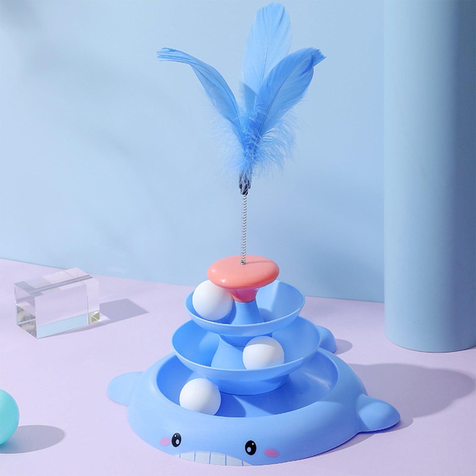 Nebwoak Interactive Cat Toys Pet Turntable Cats Toy Four Layer Space ...